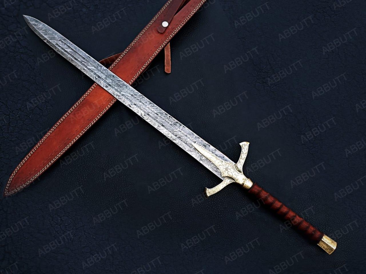 Handmade Damascus Steel Viking Sword: Personalized Engraved Rosewood ...