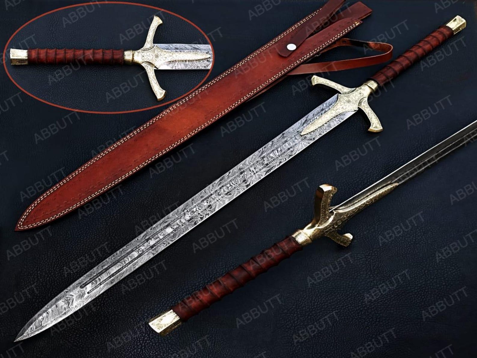 Handmade Damascus Steel Viking Sword: Personalized Engraved Rosewood ...