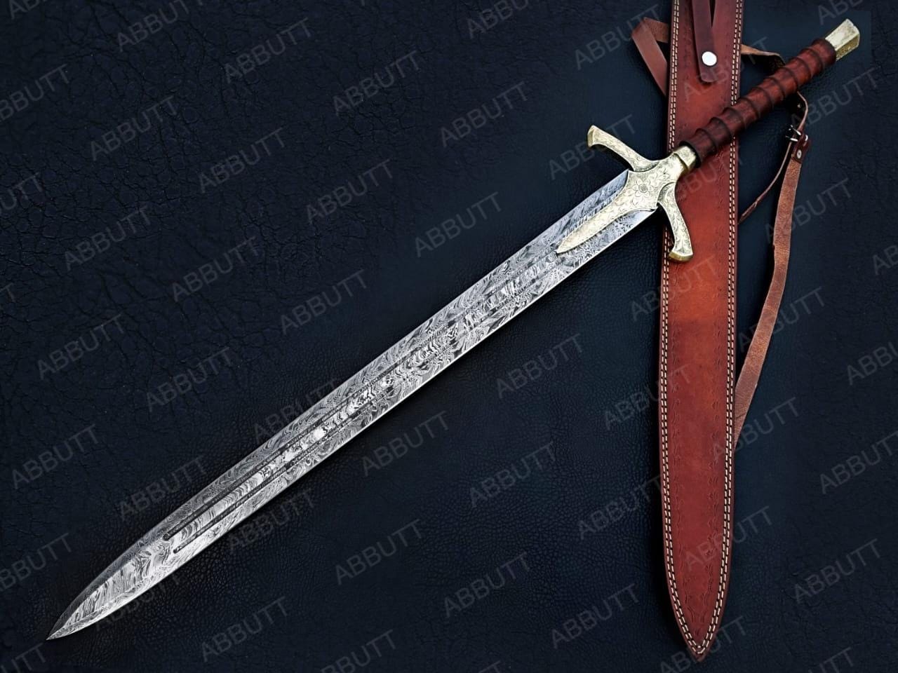 Handmade Damascus Steel Viking Sword: Personalized Engraved Rosewood ...