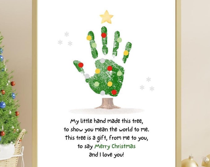 Christmas Handprint Art, Christmas Craft Gift Printable, DIY Christmas ...