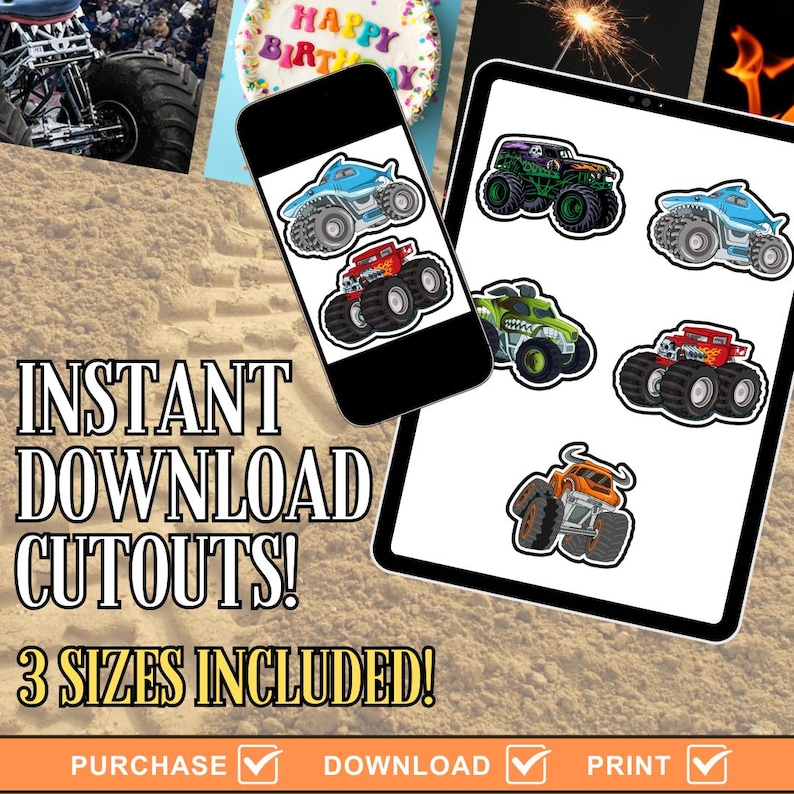 Monster Truck PNG Monster Truck Cutouts, Printable Monster Truck Cut ...