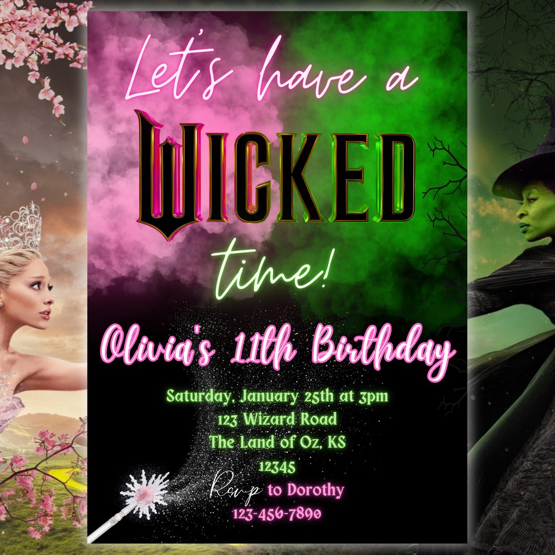 Wicked Birthday Invitation, Wicked Invite, Wicked Invitation, Wicked ...