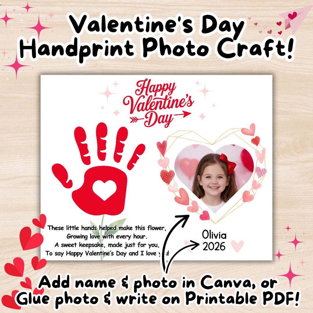 Valentine's Day Crafts for Kids, Valentines Handprint Art Poem ...