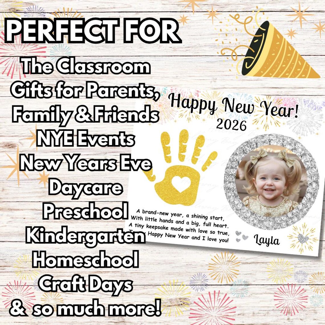 New Years Crafts, New Years 2026 Poem Handprint Craft Kindergarten ...