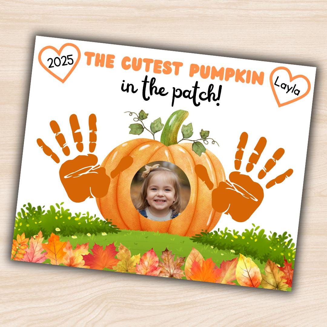 Halloween Handprint Art, Fall Crafts for Kids, Pumpkin Handprint ...