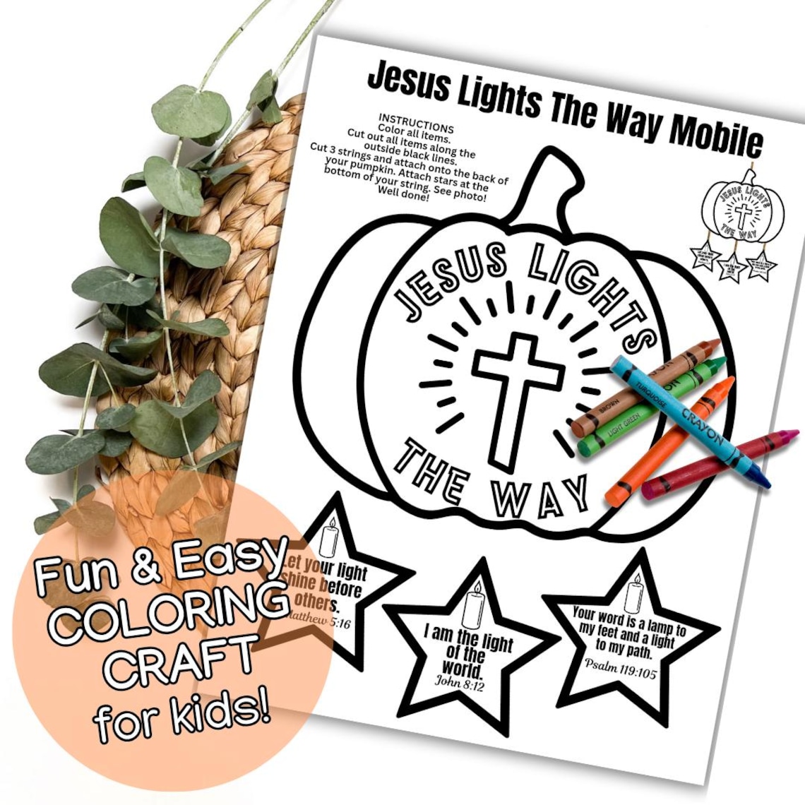 Jesus Lights the Way Mobile Craft, Sunday School Crafts, Fall Crafts ...