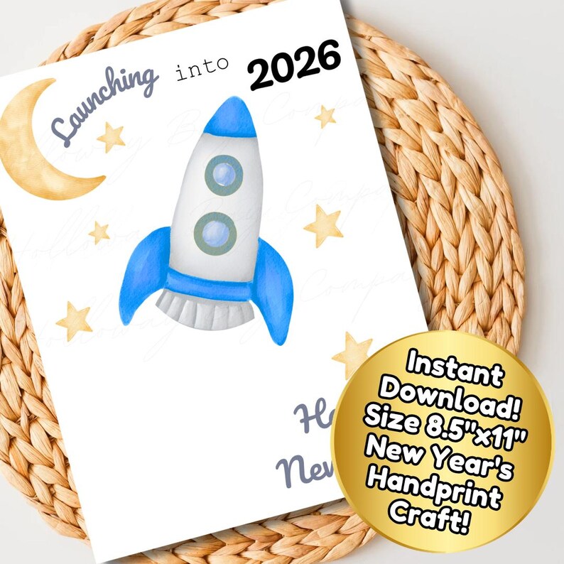 New Years Handprint Craft, 2026 New Year's Printable Handprint Art ...