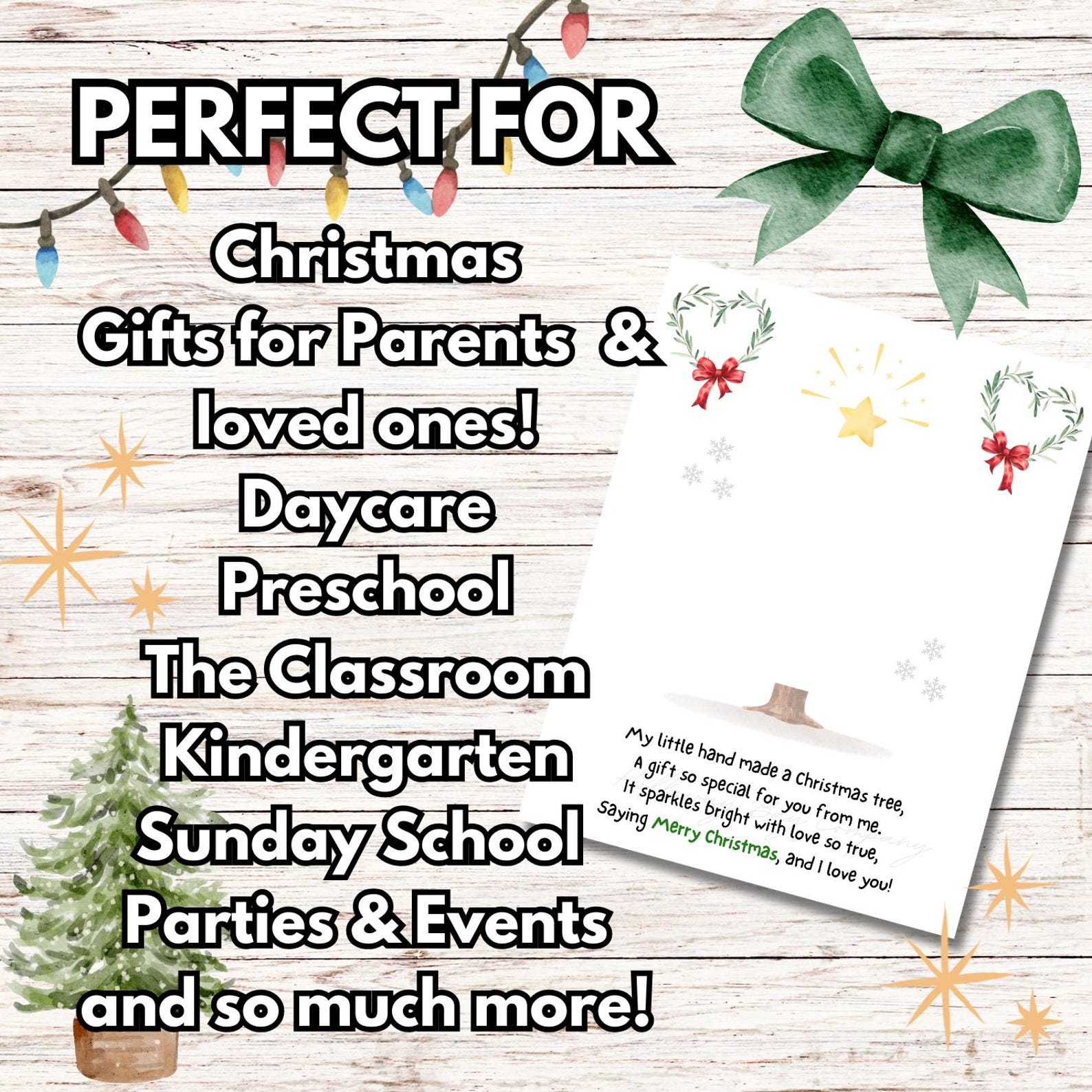 Christmas Handprint Art, Christmas Craft Gift Printable, DIY Christmas ...