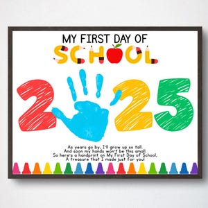 First Day of School Handprint Art 2025, Kindergarten Preschool Prek ...
