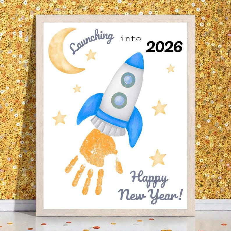 New Years Handprint Craft, 2026 New Year's Printable Handprint Art ...