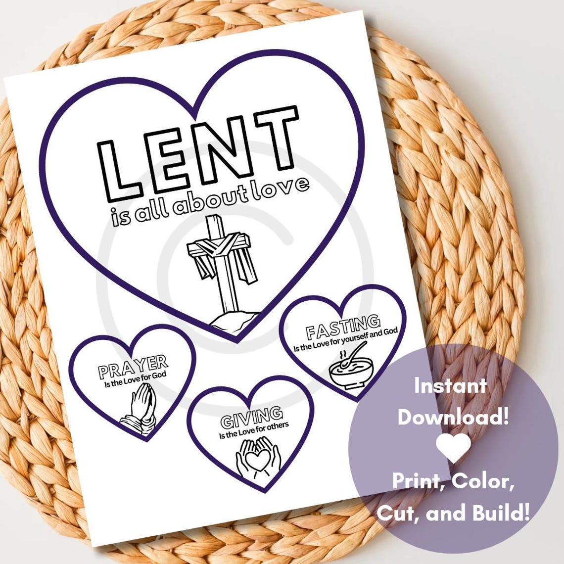 Lent Crafts, Kids Lent Activity, Lent Craft Printable, Ash Wednesday ...