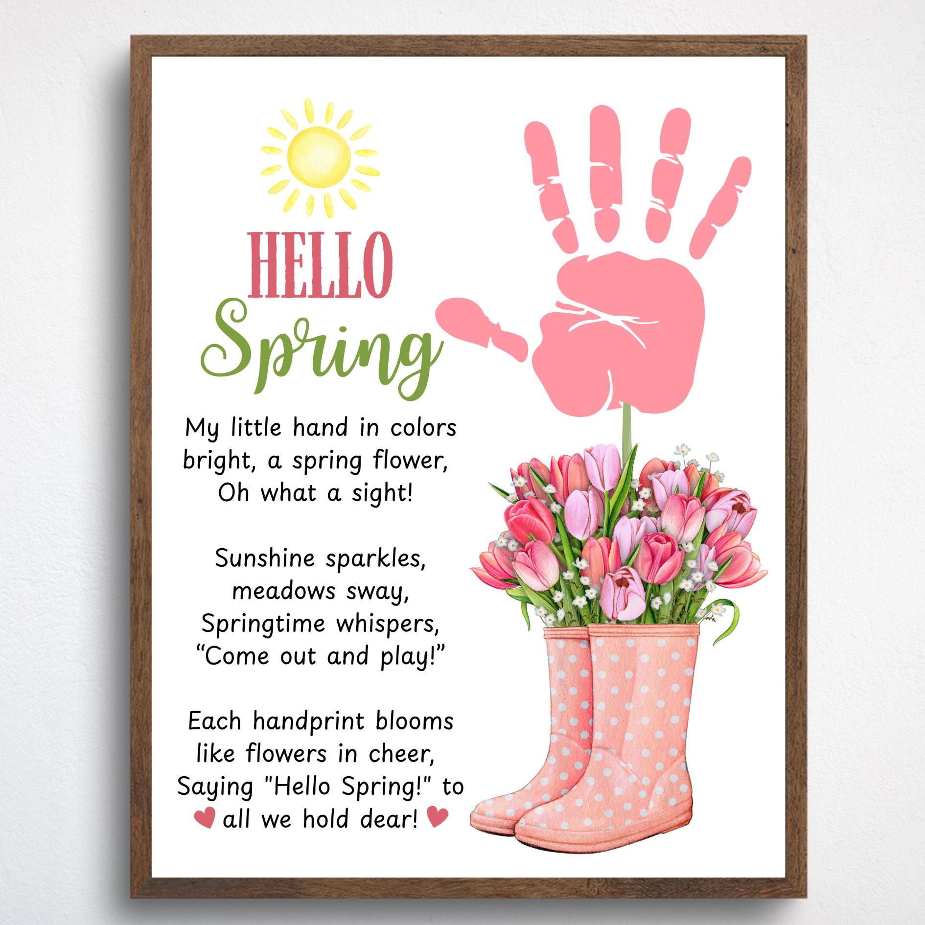 Spring Handprint Art, Spring Flower Handprint Craft, Hello Spring ...