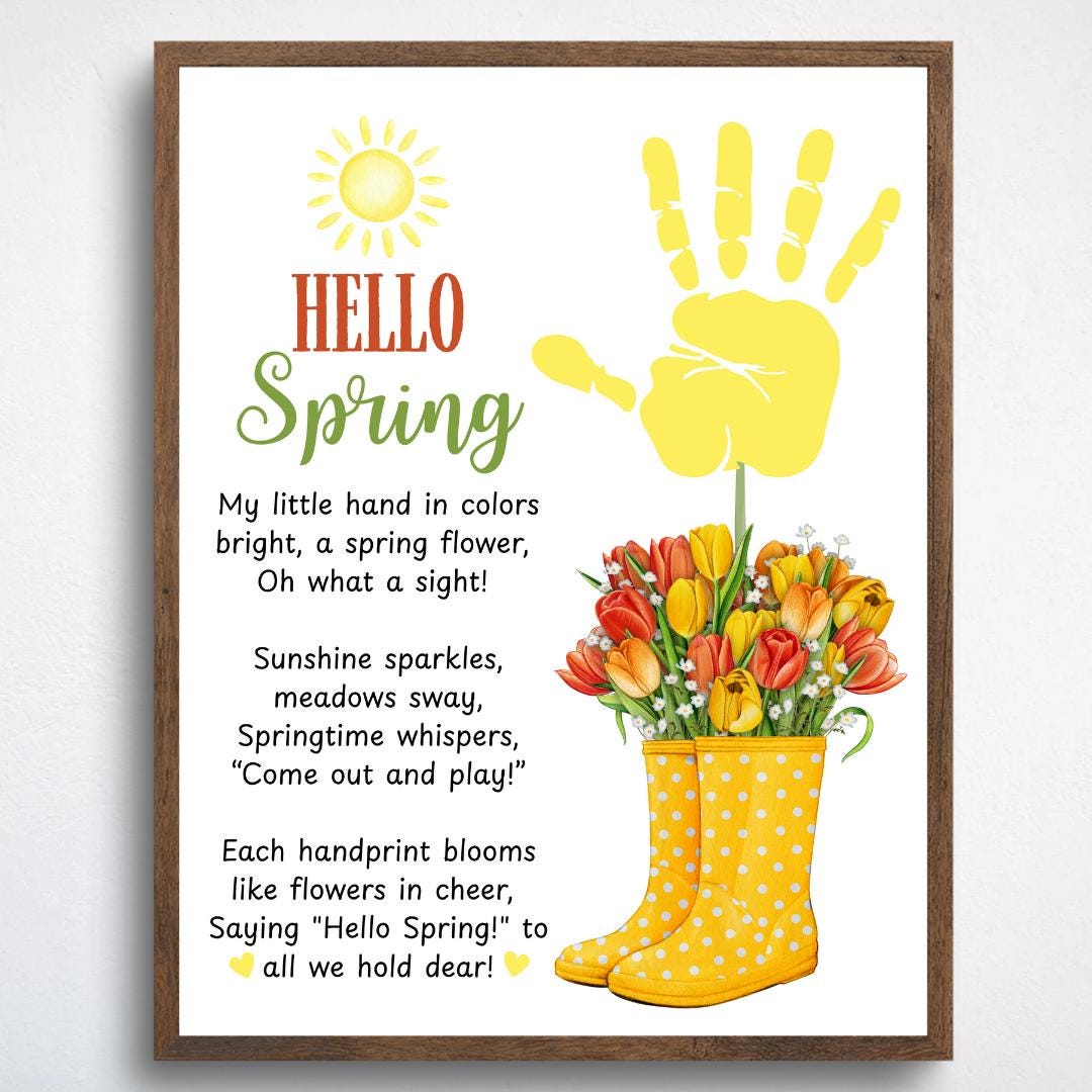 Spring Handprint Art, Spring Flower Handprint Craft, Hello Spring ...