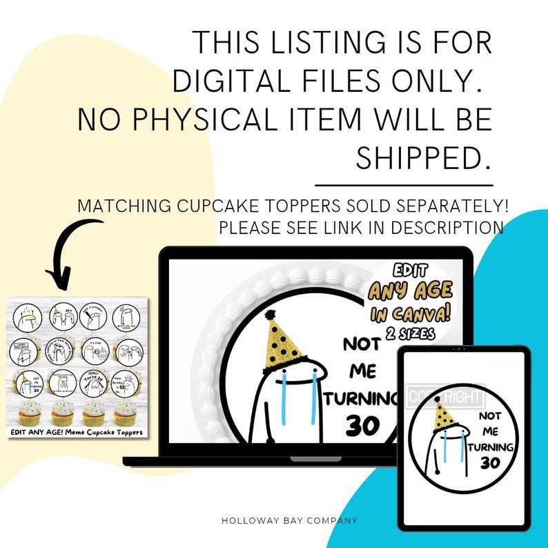 EDITABLE Meme Birthday Cake Topper, Funny Cake Toppers, Birthday Decor ...