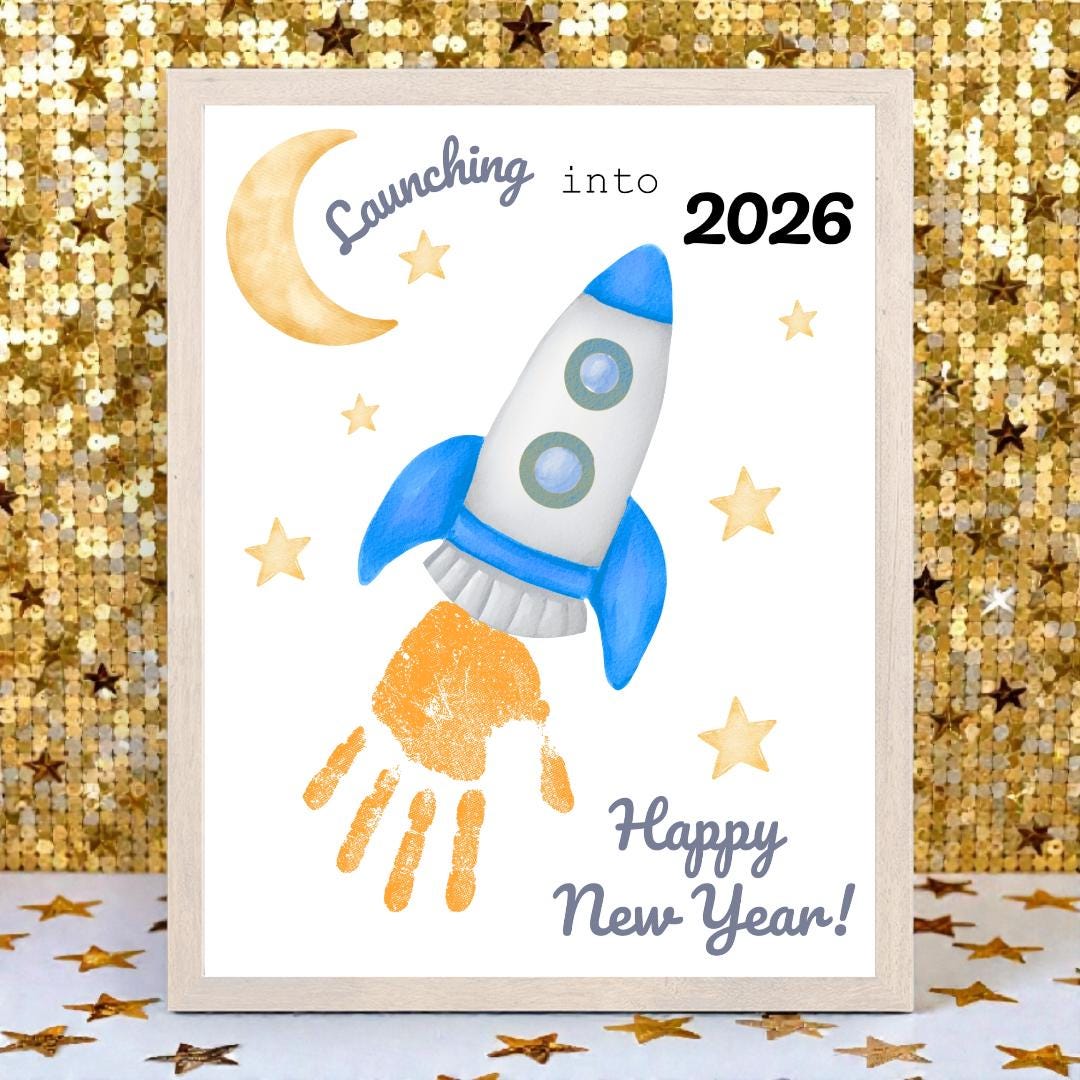 New Years Handprint Craft, 2026 New Year's Printable Handprint Art ...