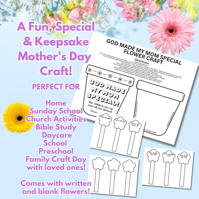 God Made My Mom Special Mother's Day Craft, Mothers Day Crafts Sunday ...