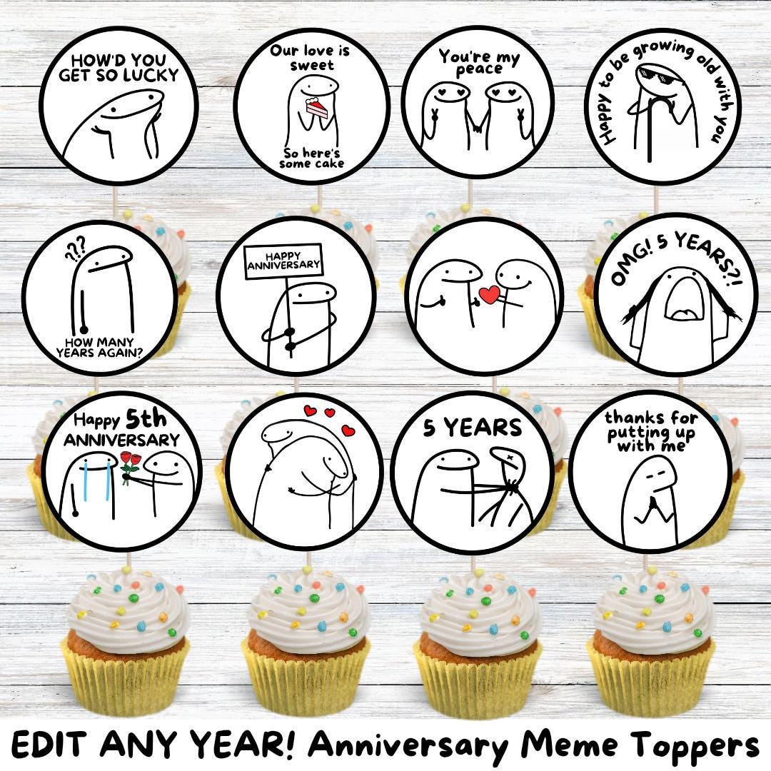 Anniversary Cupcake Toppers, Anniversary Gifts, Anniversary Decor, Meme ...
