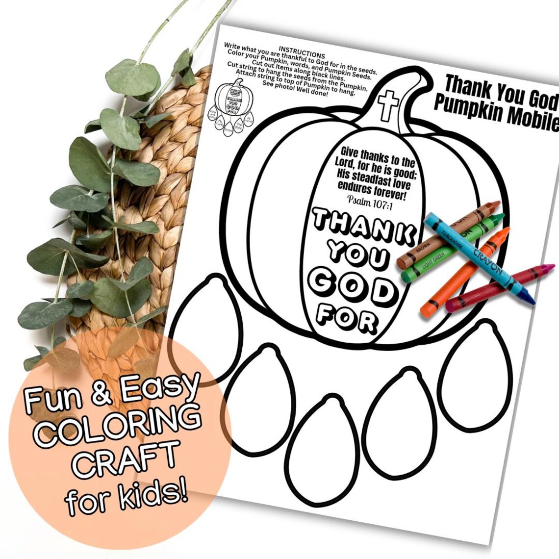Thank You God Mobile Hanging Craft, Thanksgiving Printables, Fall ...