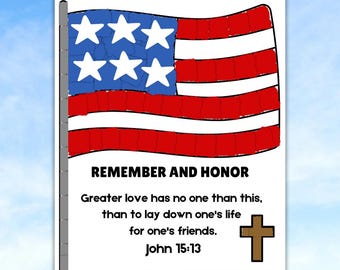 Memorial Day Bible Craft Printable, Easy Vacation Bible School Craft ...