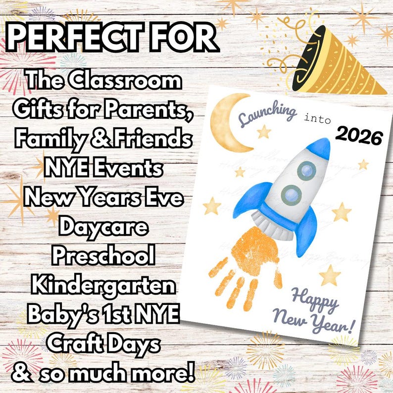 New Years Handprint Craft, 2026 New Year's Printable Handprint Art ...