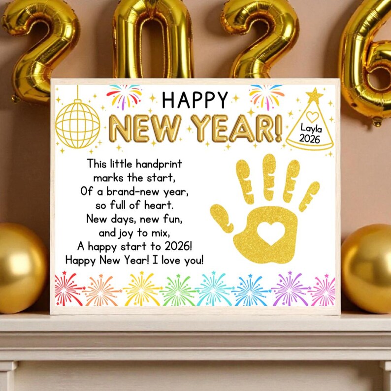 2026 New Years Poem Handprint Craft Kindergarten Preschool Prek Daycare ...