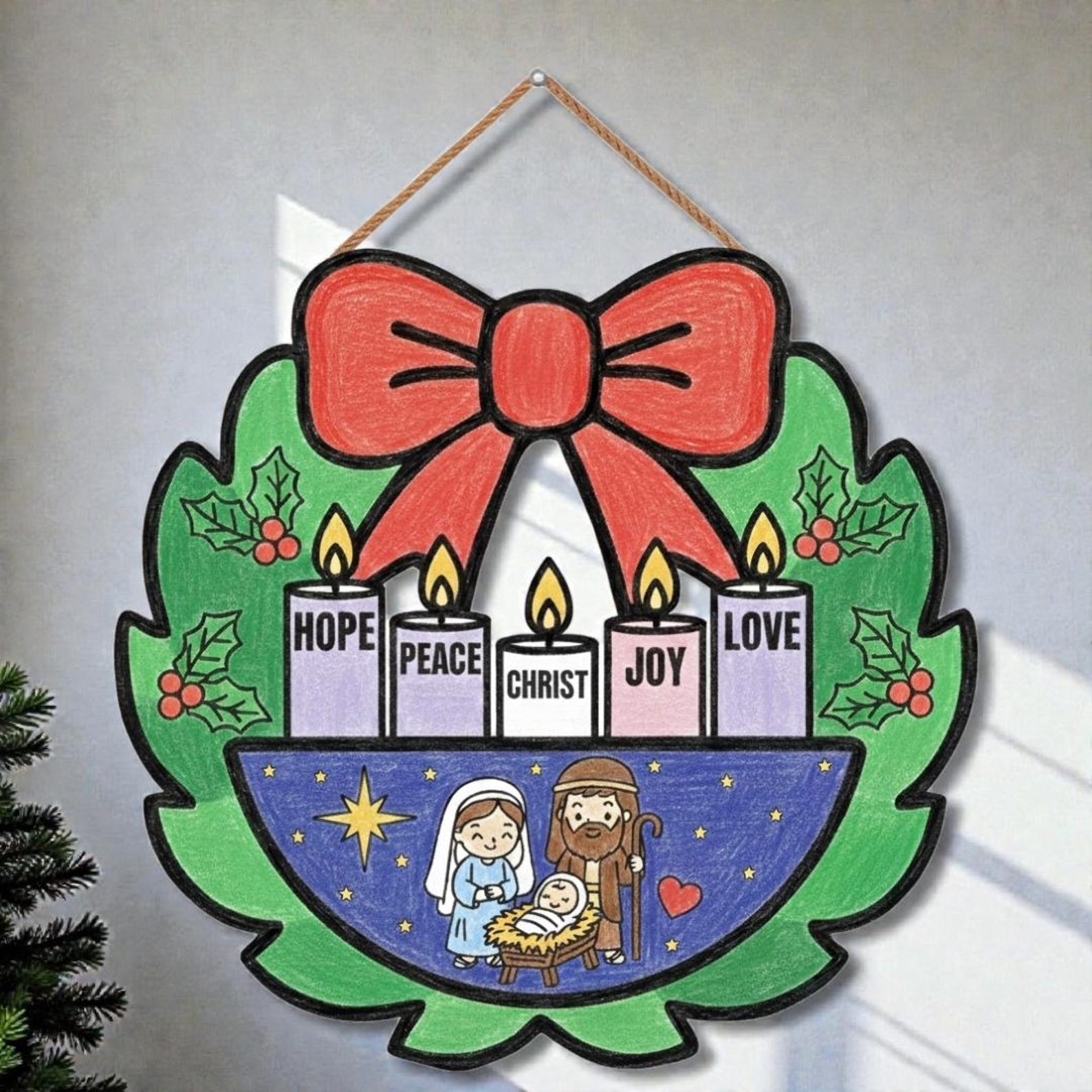 Advent Sunday School Craft, Advent Wreath Christmas Coloring Page ...