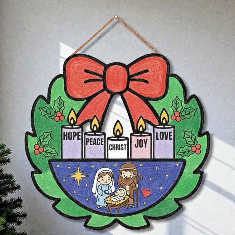 Advent Sunday School Craft, Advent Wreath Christmas Coloring Page ...