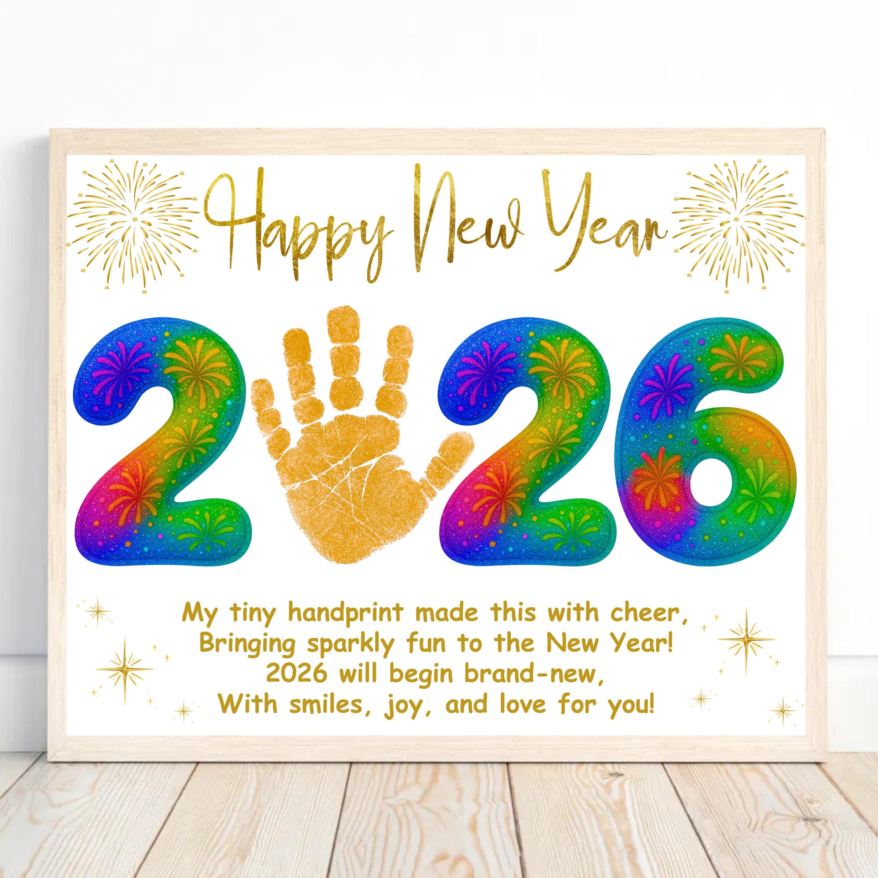New Years Handprint Craft, 2026 New Year's Printable Handprint Art ...