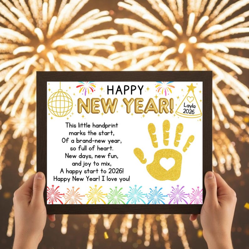 2026 New Years Poem Handprint Craft Kindergarten Preschool Prek Daycare ...