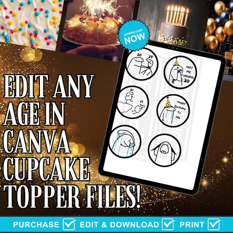 Meme Birthday, Funny Cupcake Toppers, Birthday Decor, Meme Cake Cupcake ...