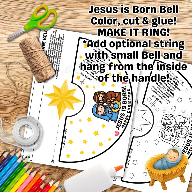 Jesus is Born Bell Craft, Christmas Bible Craft, Jesus Birth Sunday ...