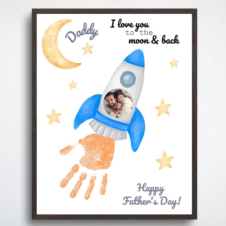 Fathers Day Handprint Craft Printable, Dad Photo Keepsake Handprint Art ...