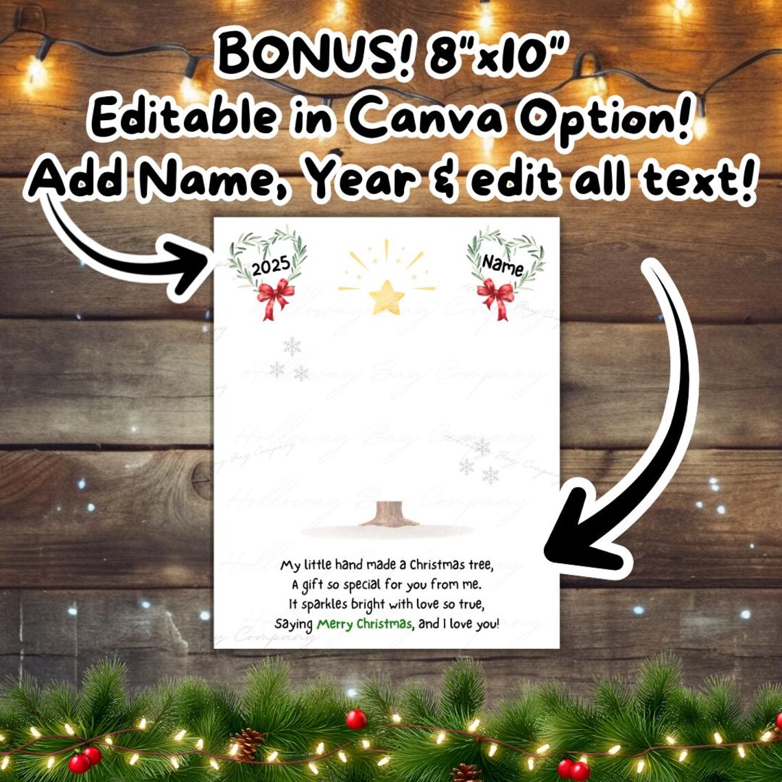 Christmas Handprint Art, Christmas Craft Gift Printable, DIY Christmas ...