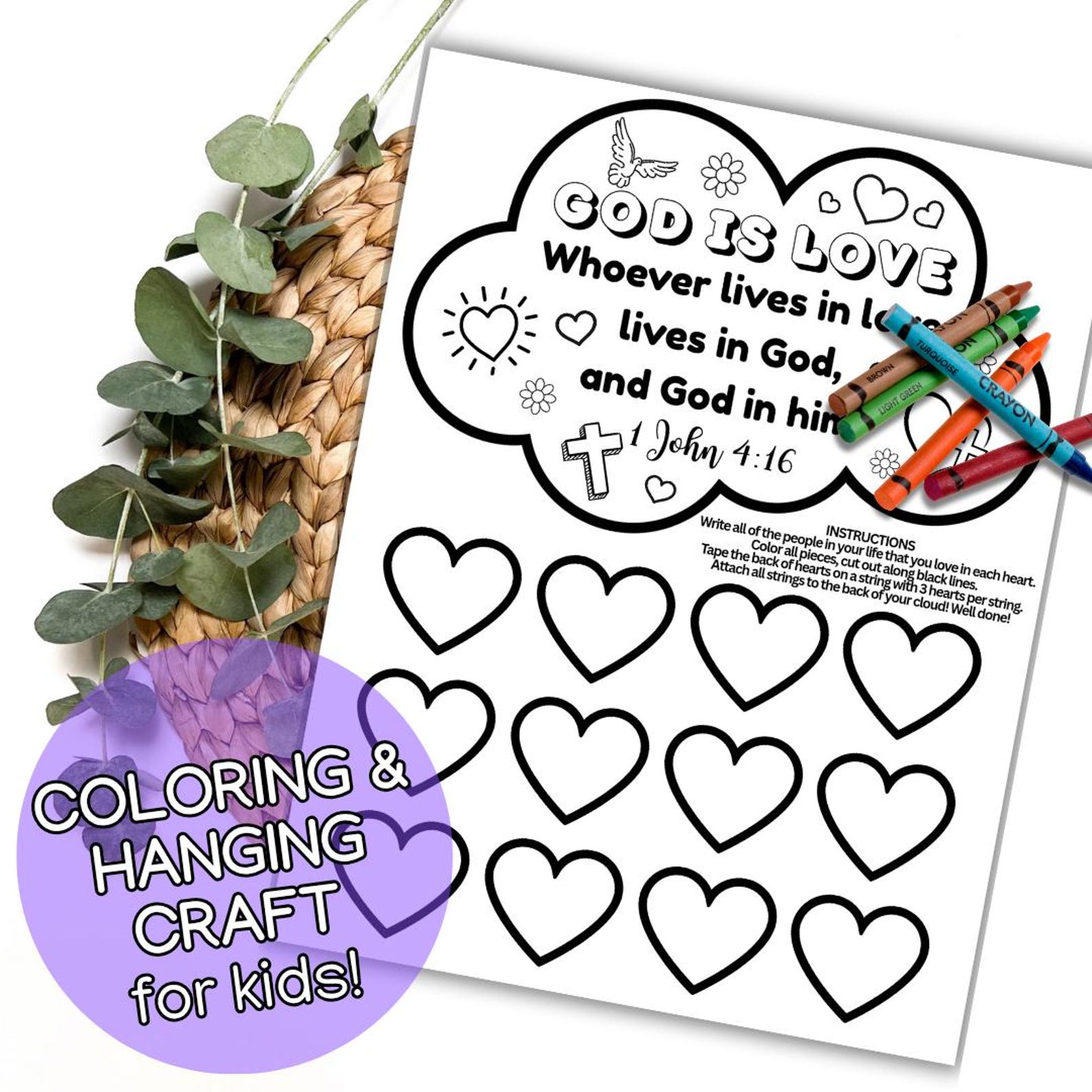 God is Love Valentine's Day Sunday School Lesson Printable Bible Crafts ...
