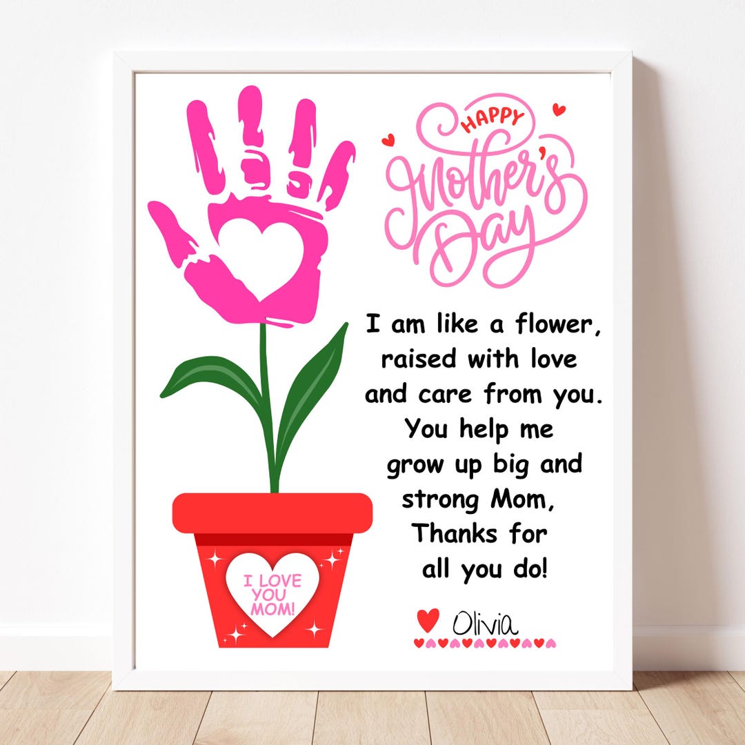 Mothers Day Handprint Art, Mothers Day Handprint Poem Keepsake, Mothers ...