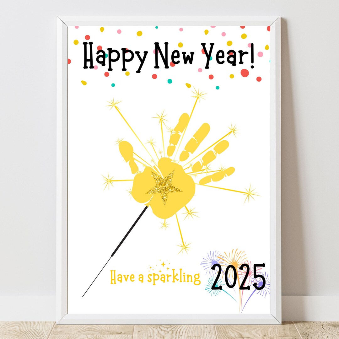New Years Handprint Art, New Years Decor, New Years Craft, New Years ...