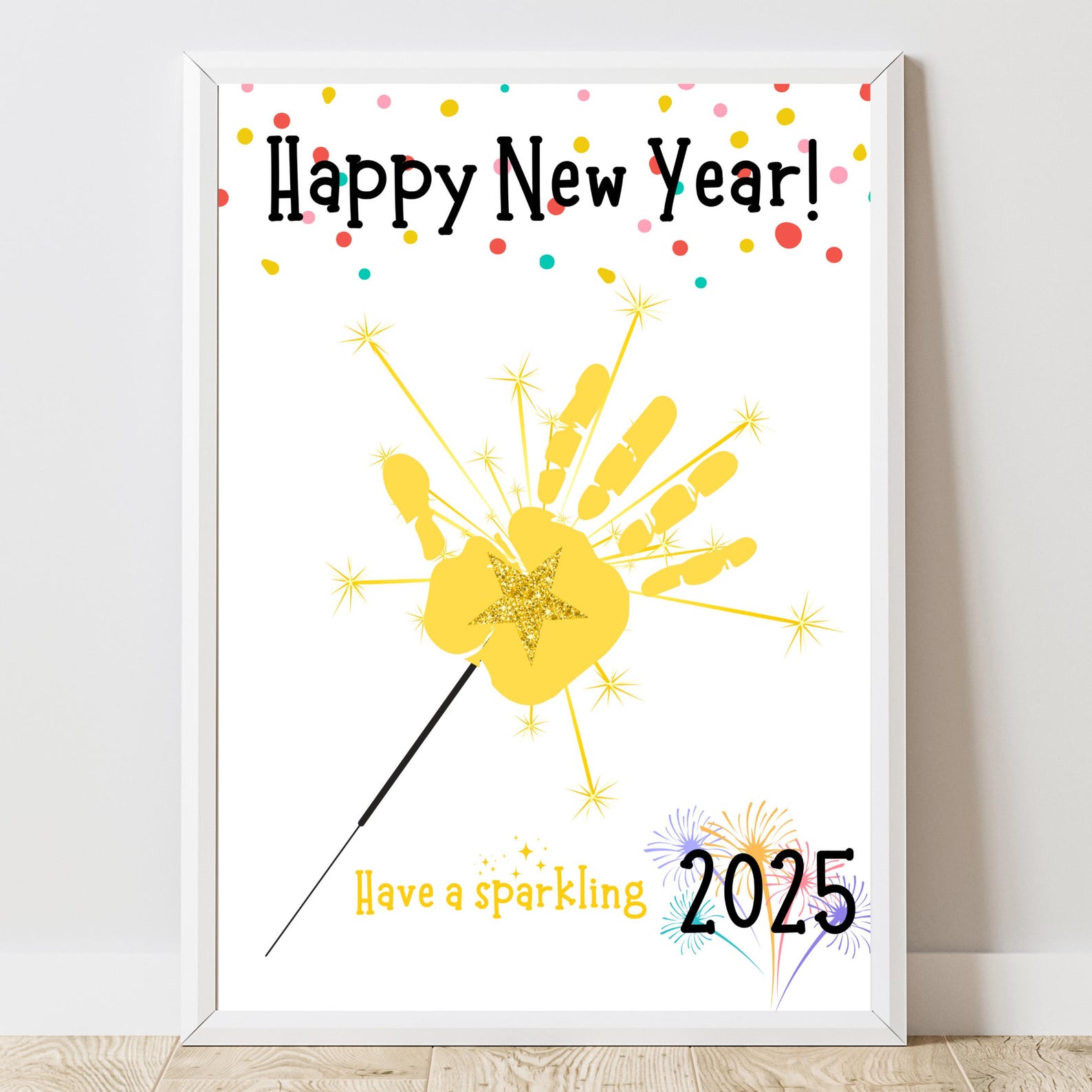 New Years Handprint Art, New Years Decor, New Years Craft, New Years ...