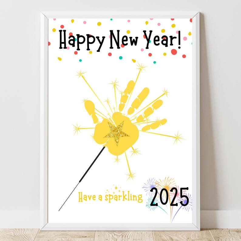 New Years Handprint Art, New Years Decor, New Years Craft, New Years ...