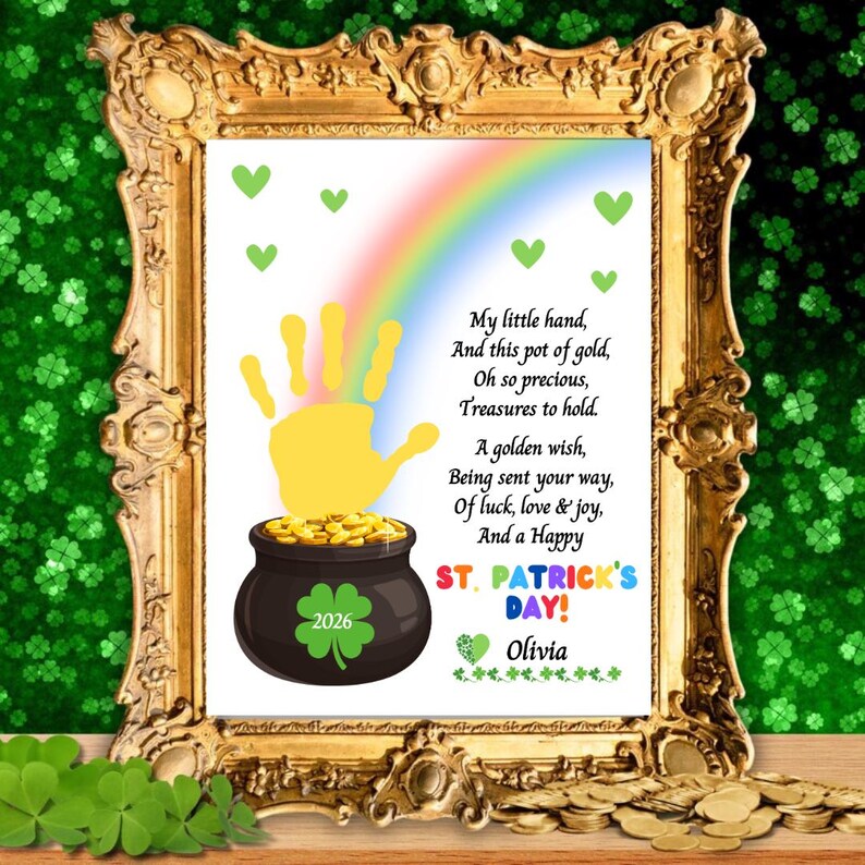 St. Patricks Day Handprint Art Poem, St. Patricks Day Crafts, Kids ...