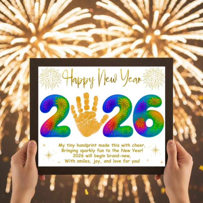 New Years Handprint Craft, 2026 New Year's Printable Handprint Art ...