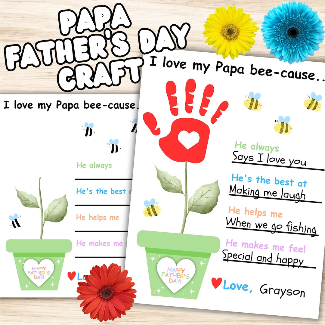 Fathers Day Handprint Art Craft, Papa Handprint Fingerprint Craft ...