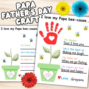 Fathers Day Handprint Art Craft, Papa Handprint Fingerprint Craft ...