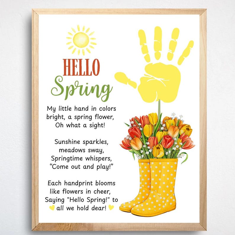 Spring Handprint Art, Spring Flower Handprint Craft, Hello Spring ...