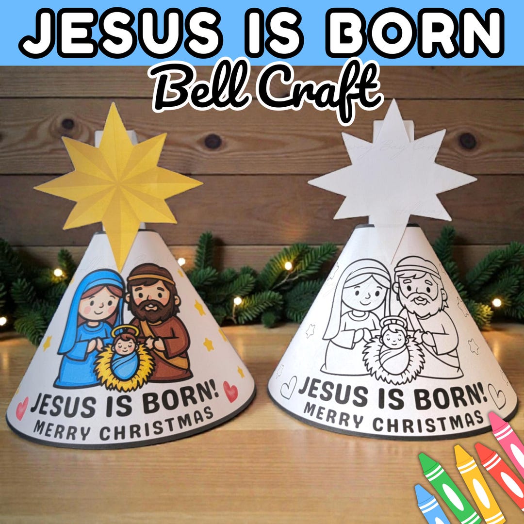 Jesus is Born Bell Craft, Christmas Bible Craft, Jesus Birth Sunday ...