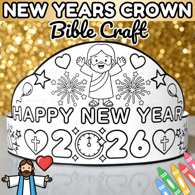New Years Bible Craft Crown Hat Sunday School Lesson New Years 2026 ...