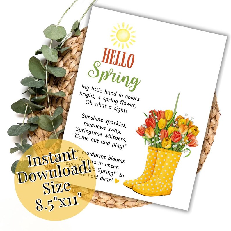Spring Handprint Art, Spring Flower Handprint Craft, Hello Spring ...