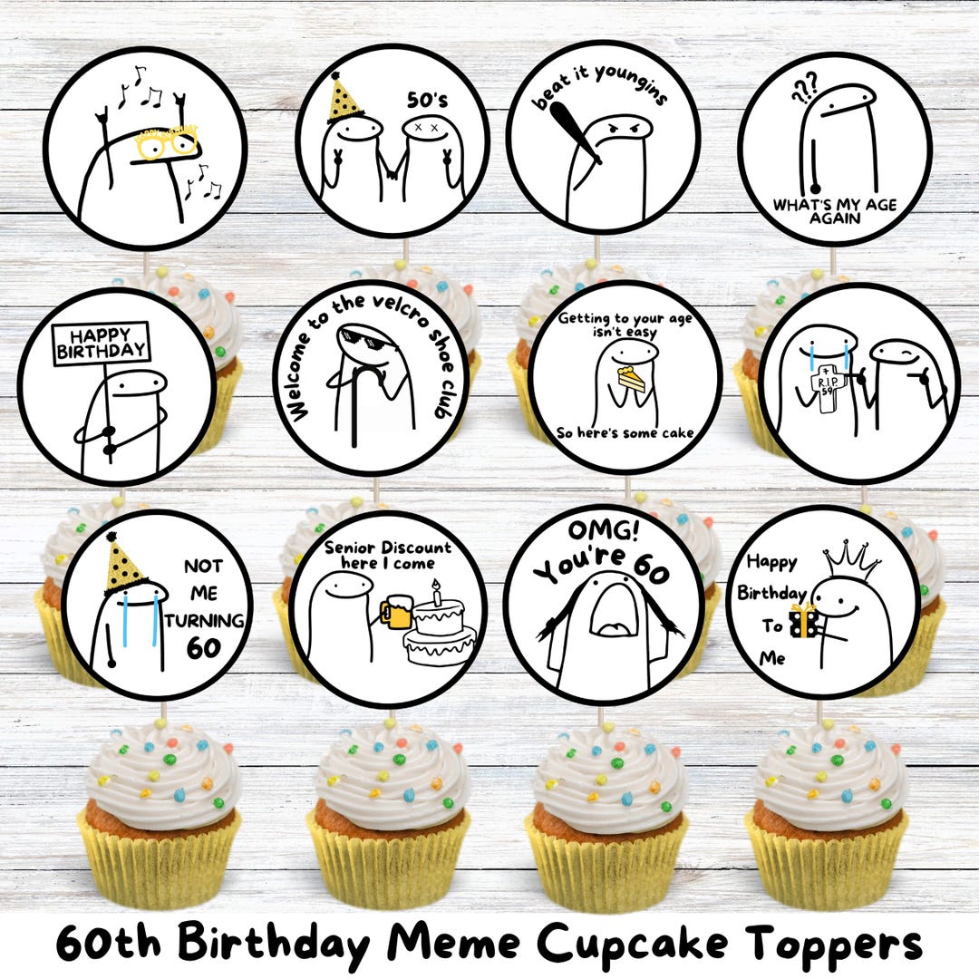 60th Birthday Decorations, Funny 60th Cake Cupcake Topper, 60th Cupcake ...