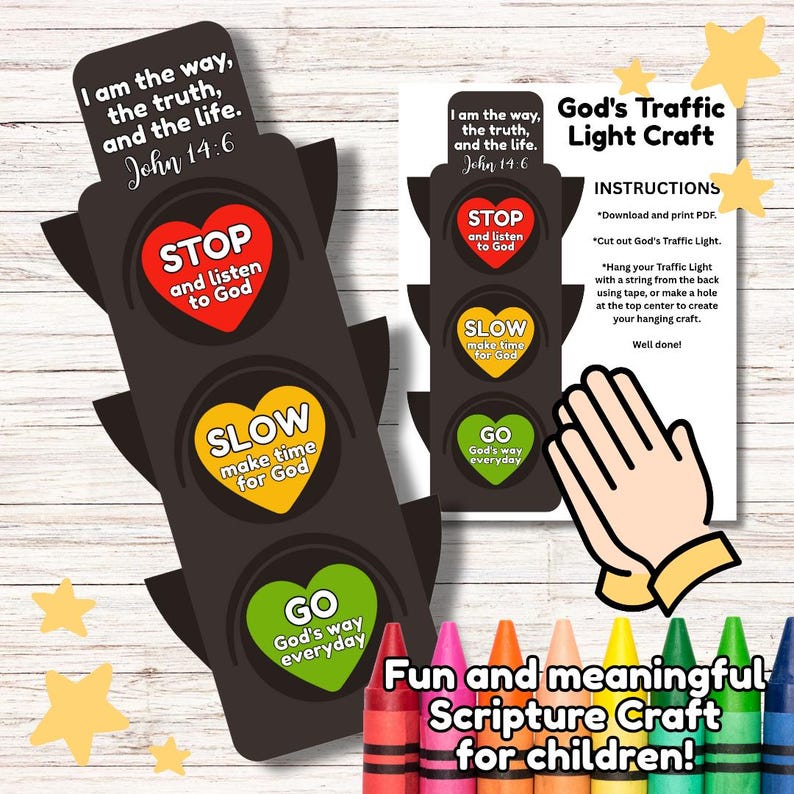 God's Traffic Light Craft, Kids Sunday School Activity, Bible Lesson ...