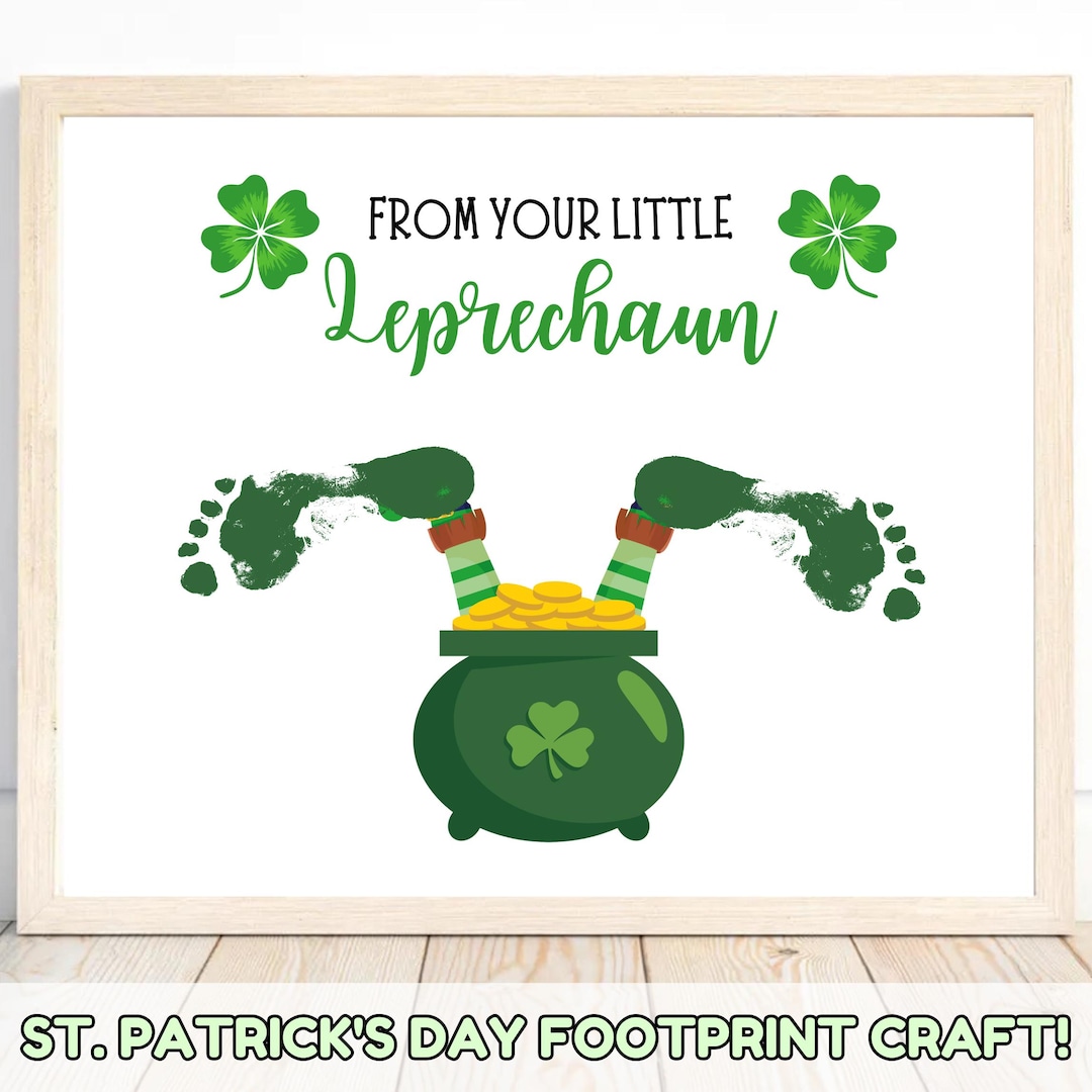 St Patrick's Day Footprint Arts and Crafts Keepsake, Leprechaun St ...