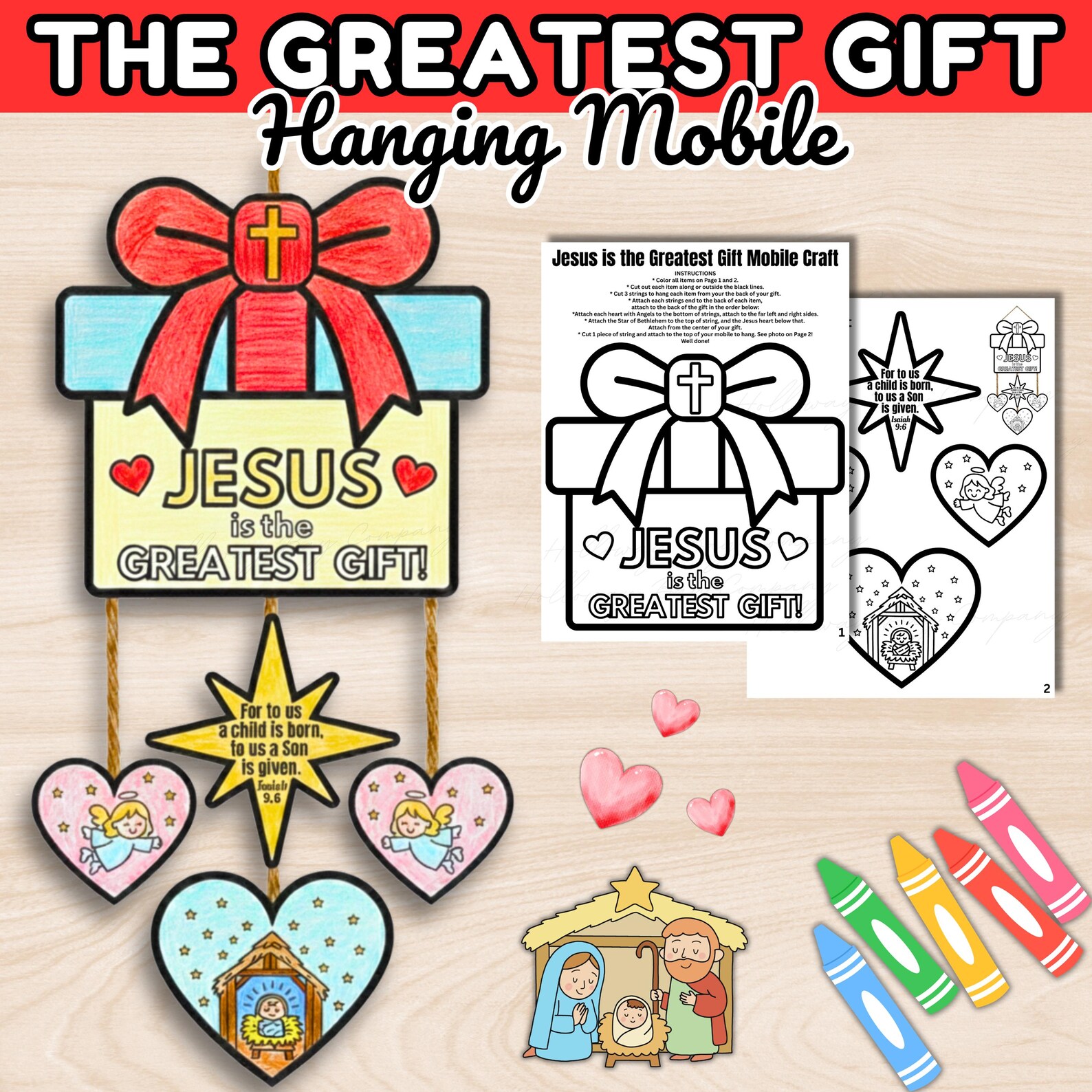 Christmas Bible Crafts Sunday School Activity, Religious Jesus Nativity ...